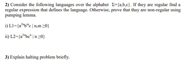 Solved Consider the following languages over the alphabet | Chegg.com