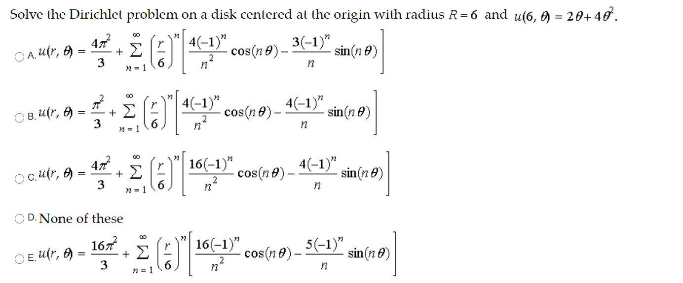 Solved 2 Solve the Dirichlet problem on a disk centered at | Chegg.com