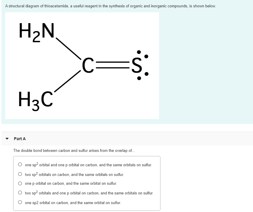 Solved A structural diagram of thioacetamide, a useful | Chegg.com