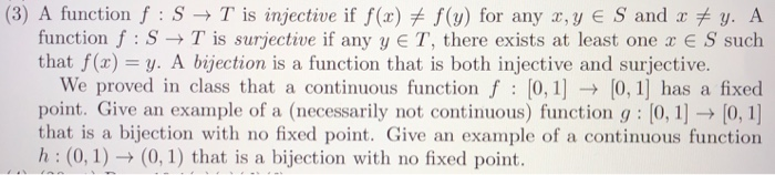 Solved (3) A function f S T is injective if f(x) f(y) for | Chegg.com