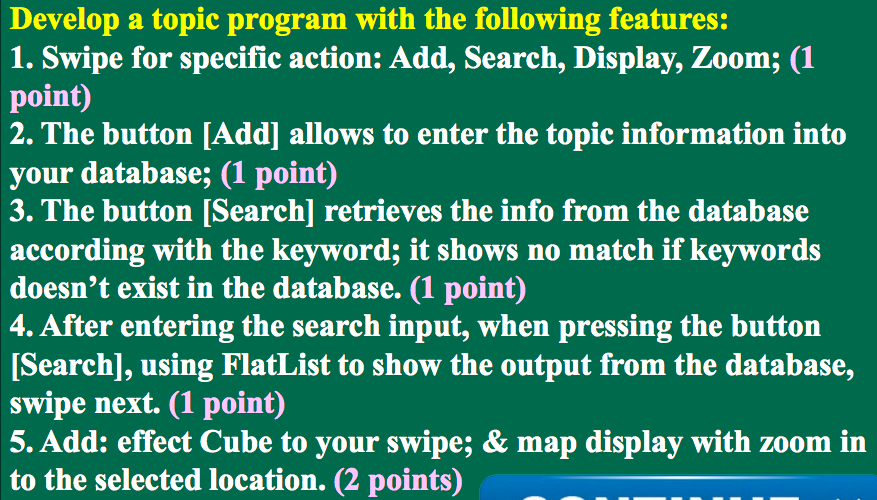 Solved Develop a topic program with the following features: | Chegg.com