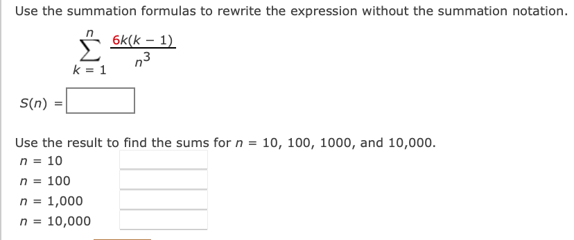 Solved Use the summation formulas to rewrite the expression | Chegg.com