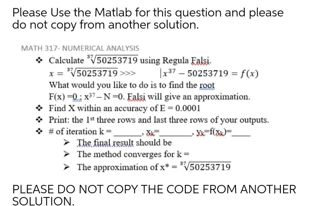 Solved Please Use the Matlab for this question and please do | Chegg.com