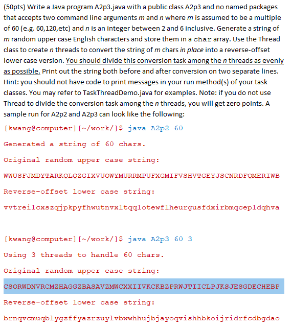 Solved (50pts) Write a Java program A2p3.java with a public | Chegg.com