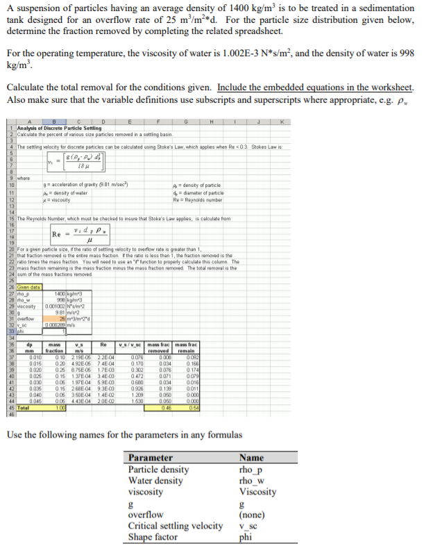 Problem 2. Worksheet 2-Stokes." - The settling | Chegg.com