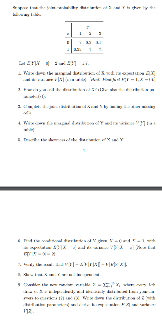 Solved Suppose that the joint probability distribution of X | Chegg.com