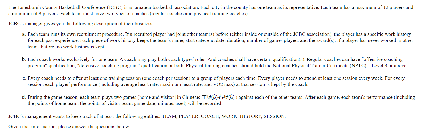 Solved The Jonesburgh County Basketball Conference (JCBC) is | Chegg.com