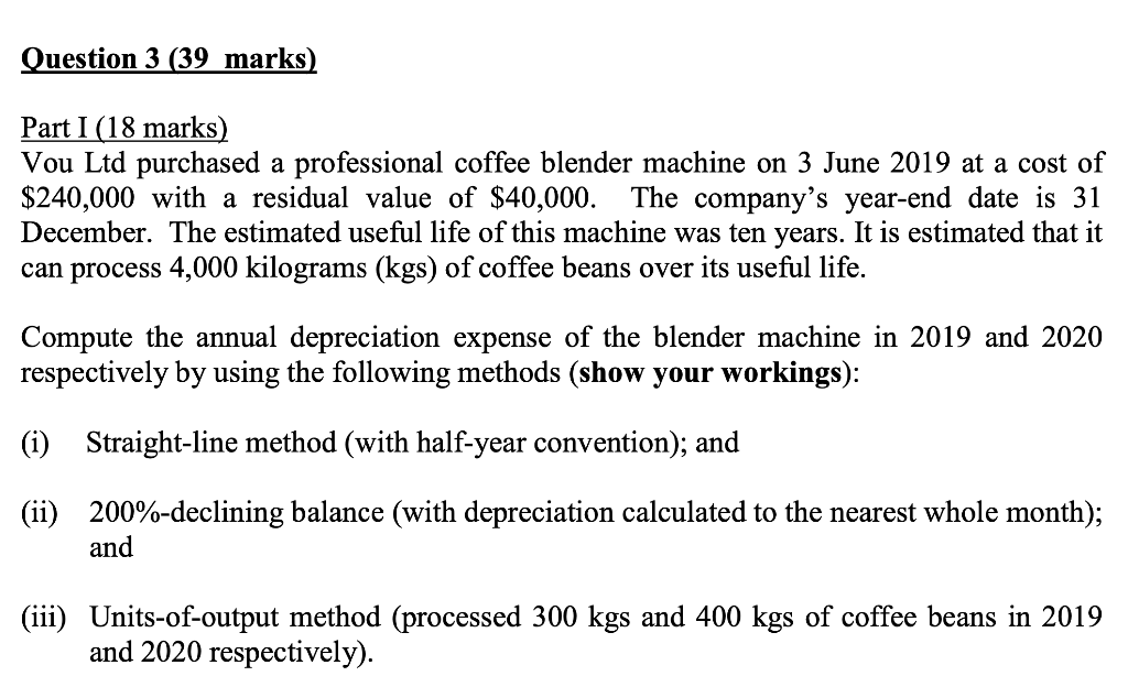 Solved Vou Ltd purchased a professional coffee blender | Chegg.com