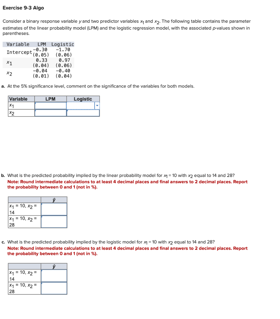 Solved Consider a binary response variable y and two | Chegg.com