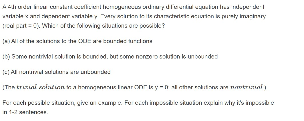 Solved A 4th Order Linear Constant Coefficient Homogeneous 8057