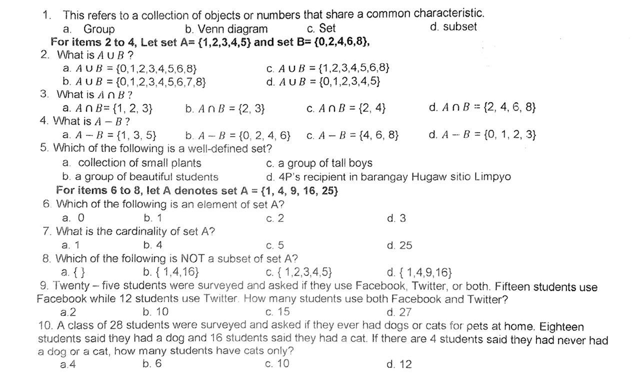 Solved a. 1. This refers to a collection of objects or | Chegg.com