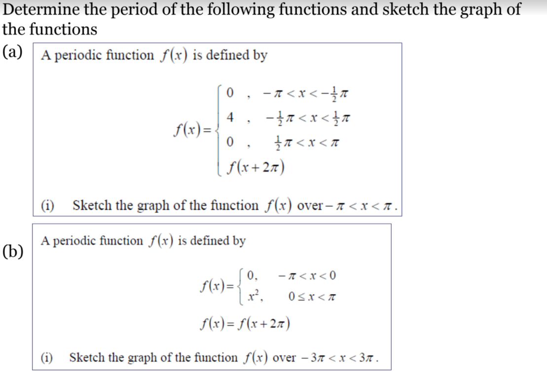 Solved Determine the period of the following functions and | Chegg.com