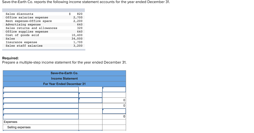 Solved Save-the-Earth Co. reports the following income | Chegg.com