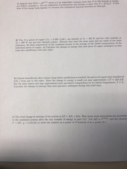 Solved two 10 g pieces of copper (Cv = 0.389) one initally | Chegg.com