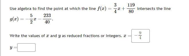 Solved Use algebra to find the point at which the line | Chegg.com