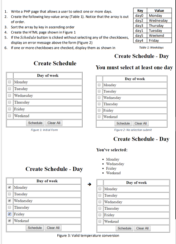Solved Key 1. Write a PHP page that allows a user to select | Chegg.com