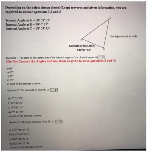 Solved Depending on the below shown closed (Loop) traverse | Chegg.com