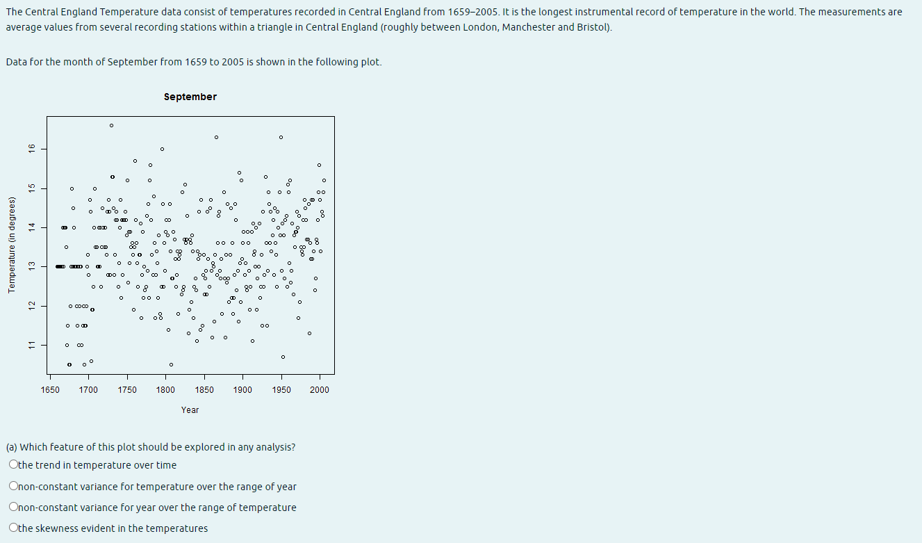 Solved The Central England Temperature data consist of | Chegg.com