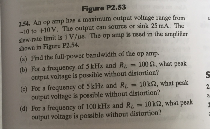 Solved Figure P2.53 2.54. An op amp has a maximum output | Chegg.com