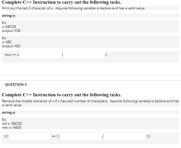 Solved Complete C++ Instruction to carry out the following | Chegg.com