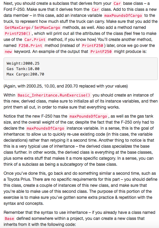 1. Create the Car class, create a Car object or two, | Chegg.com