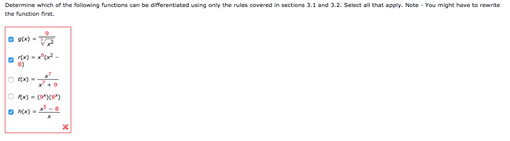 Solved Determine Which Of The Following Functions Can Be
