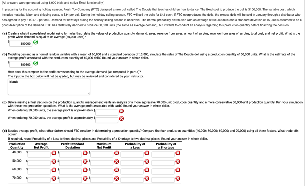 Solved (All answers were generated using 1,000 trials and | Chegg.com