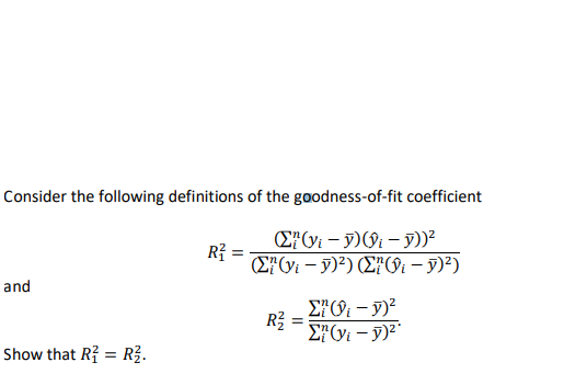 Solved Consider the following definitions of the | Chegg.com