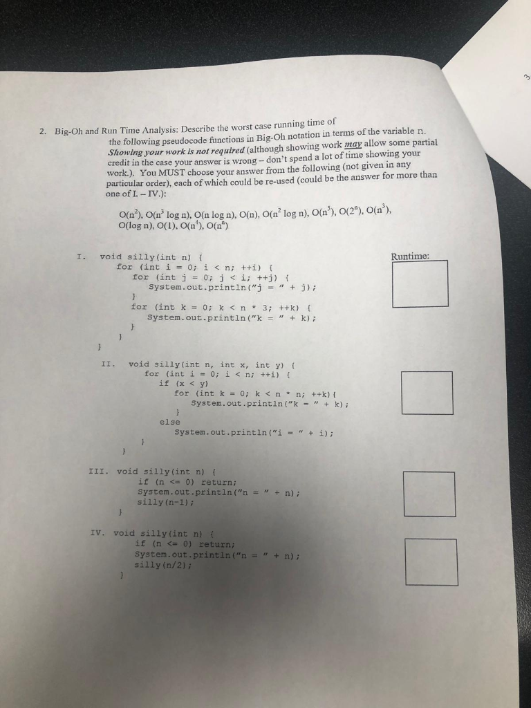 The Following Pseudocode Functions In Big Oh Notation 