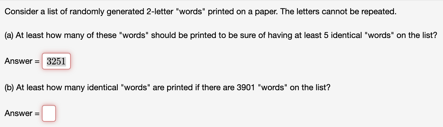 Solved Consider a list of randomly generated 2-letter | Chegg.com