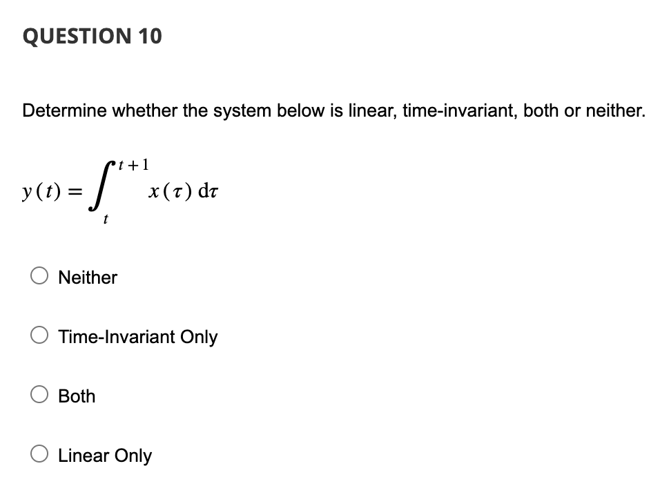 Solved Determine whether the system below is linear, | Chegg.com