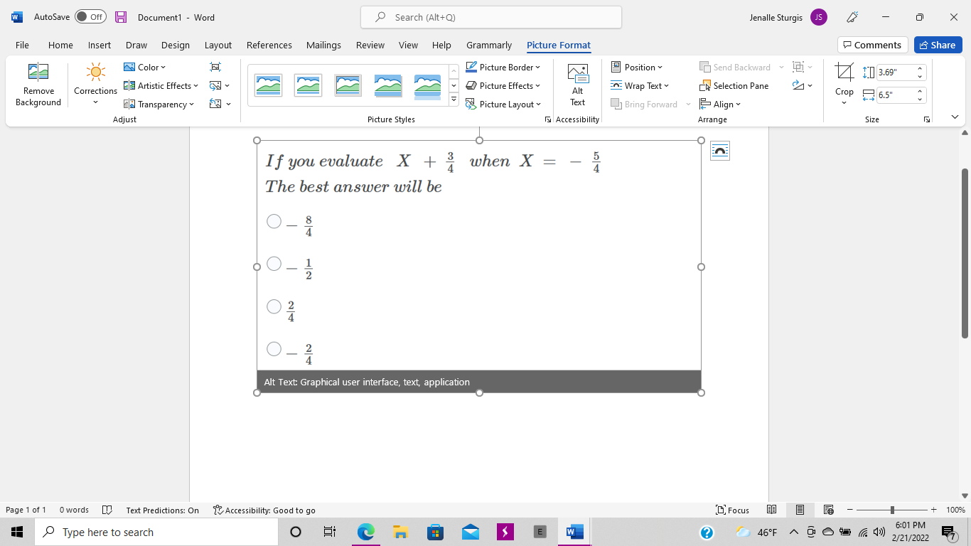 Solved AutoSave Off Document1 - Word Search (Alt+Q) Jenalle | Chegg.com