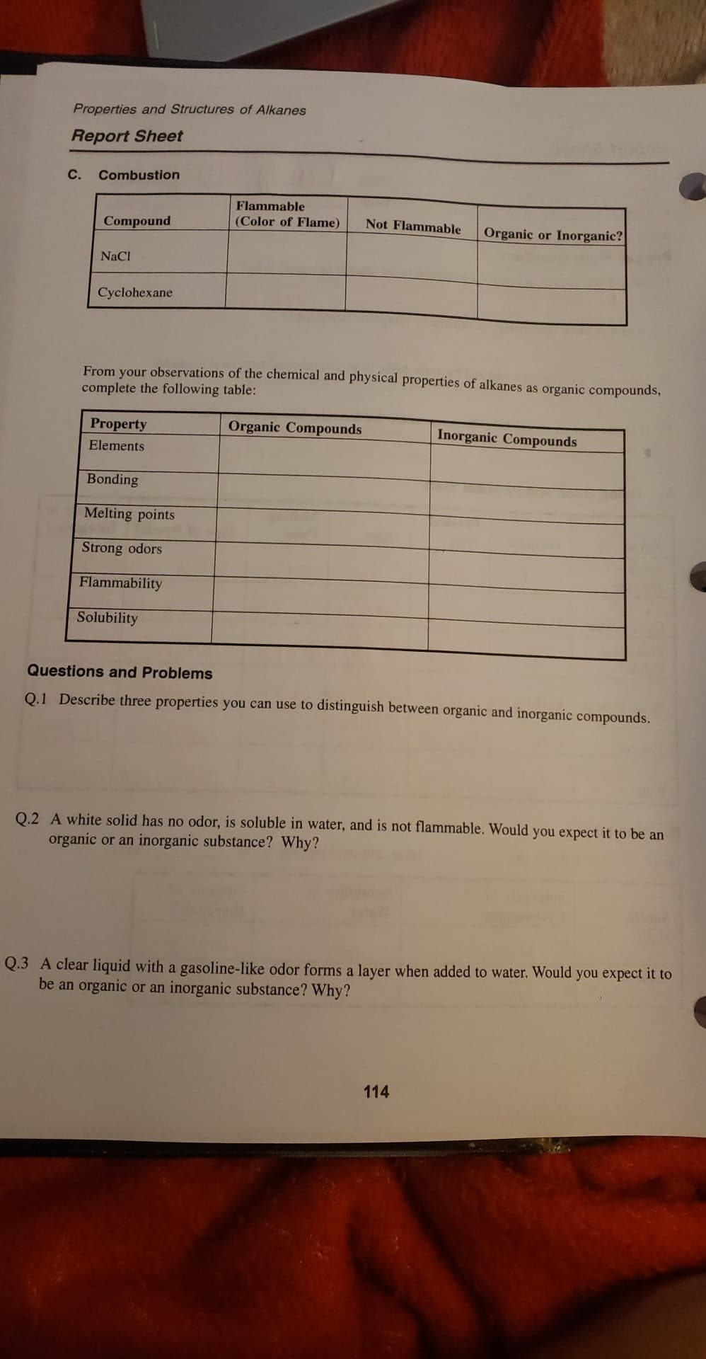 Solved Properties and Structures of Alkanes Report Sheet C. | Chegg.com