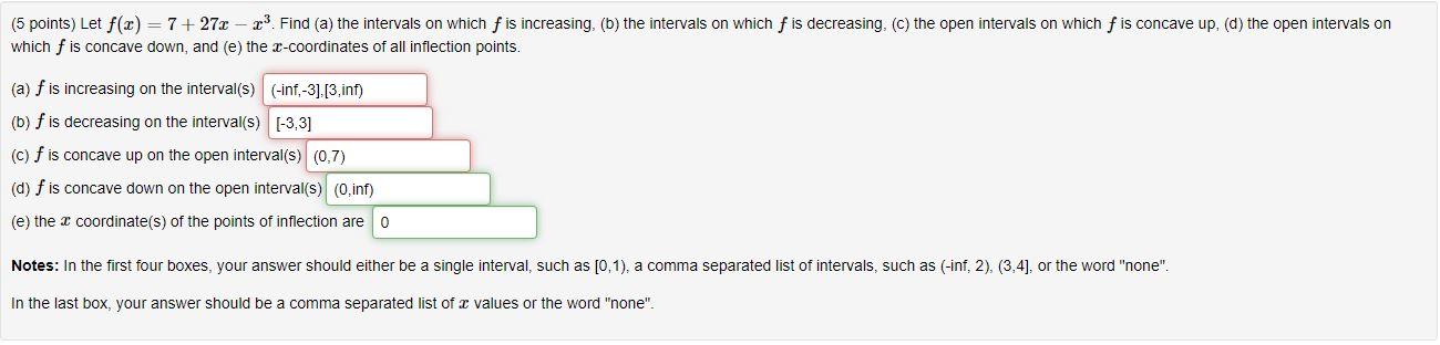 Solved (5 points) Let f(x) = 7+27c - r. Find (a) the | Chegg.com