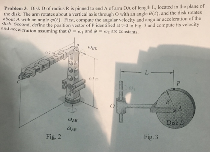 Solved Disk D of radius R is pinned to end A of arm OA of | Chegg.com