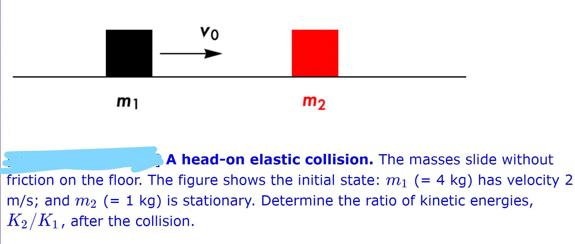 Solved VO m1 m2 = A head-on elastic collision. The masses | Chegg.com