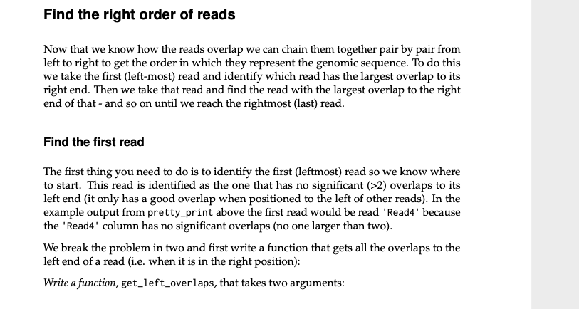 Solved Read the sequencing reads into your program Write a | Chegg.com