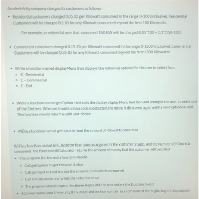 Solved An electricity company charges its customers as | Chegg.com