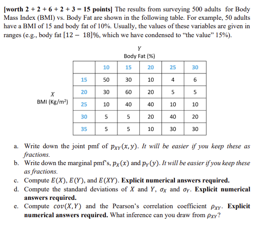 Solved [worth 2+2+6+2+3=15 ﻿points] ﻿The results from | Chegg.com