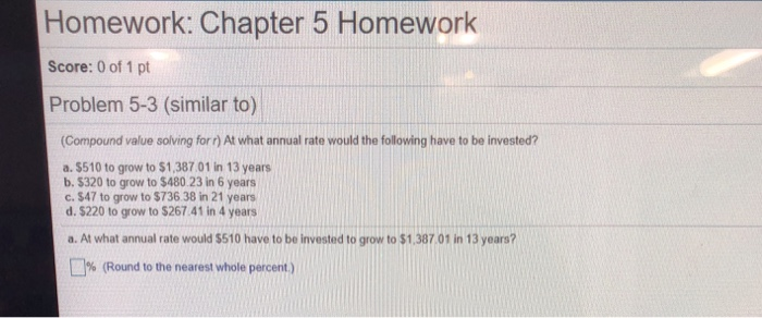 Solved Homework: Chapter 5 Homework Score: 0 of 1 pt Problem | Chegg.com