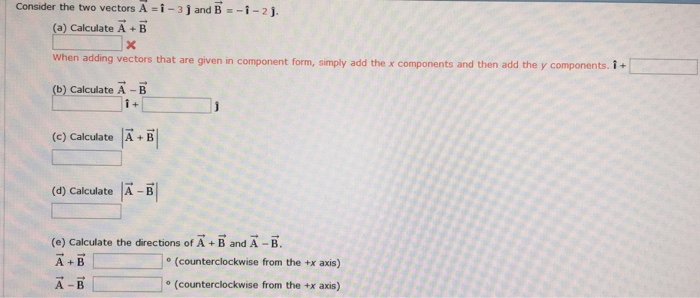 Solved Consider the two vectors A^rightarrow = i - 3j and | Chegg.com