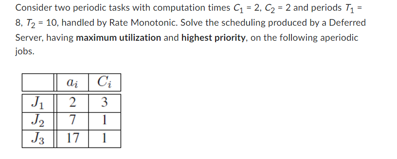 Solved Consider two periodic tasks with computation times | Chegg.com