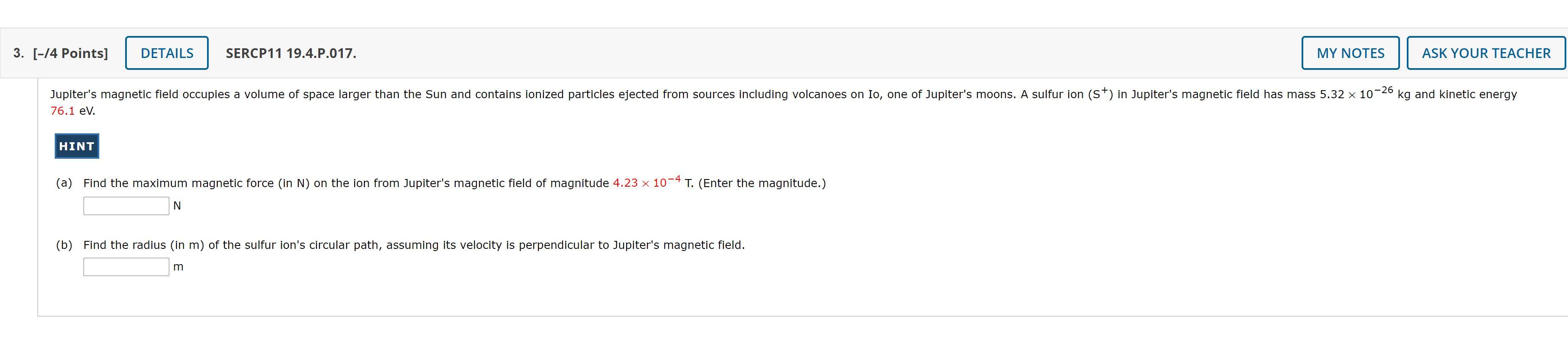 Solved 3 [ 74 Points] Details Sercp11 19 4 P 017 My Notes