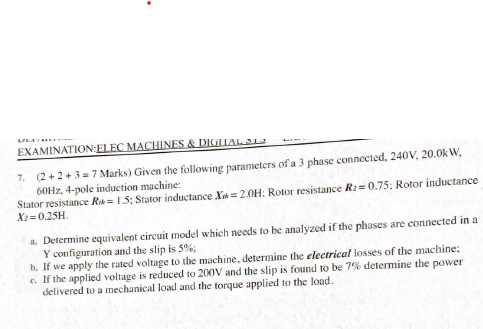 Solved Given the following parameters of a 3 ﻿phase | Chegg.com