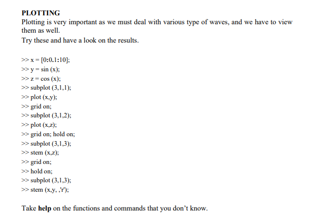 Solved PLOTTING Plotting is very important as we must deal | Chegg.com