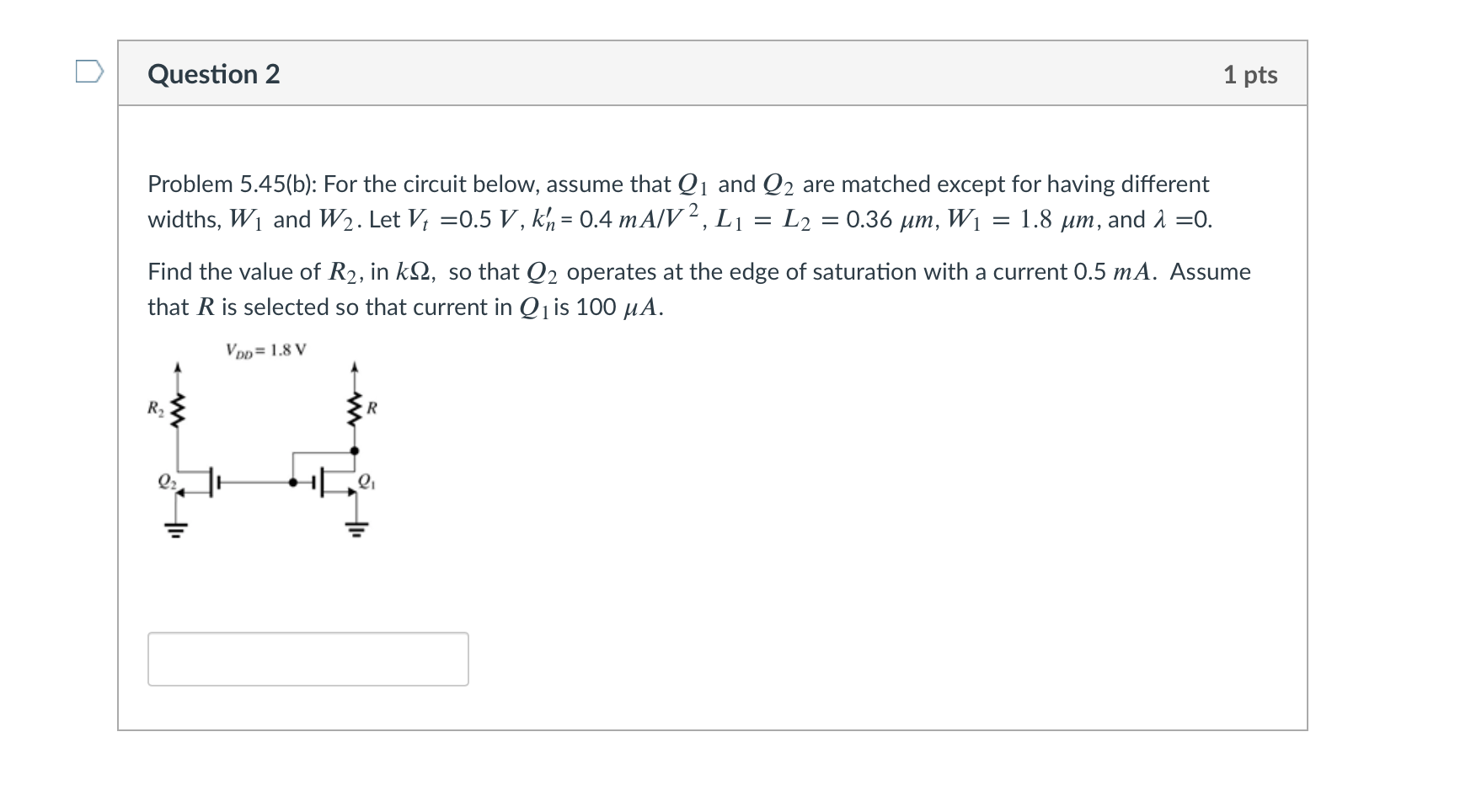Solved Question 2 1 pts Problem 5.45(b): For the circuit | Chegg.com