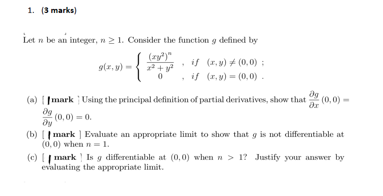 Solved Let n be an integer, n≥1. Consider the function g | Chegg.com