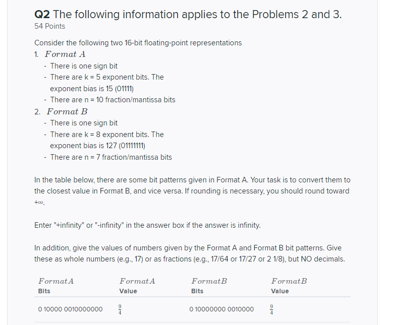Solved - There are k=5 exponent bits. The exponent bias is | Chegg.com