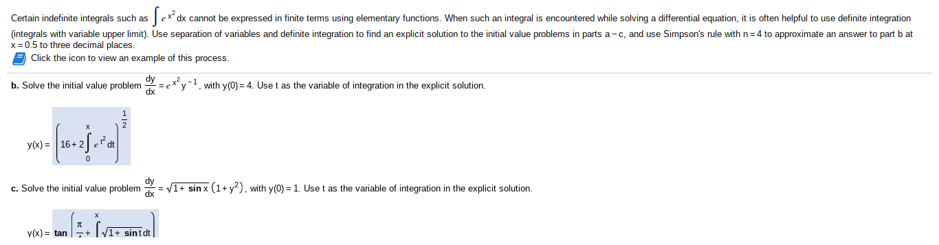 Solved osso Certain indefinite integrals such as ex?dx | Chegg.com