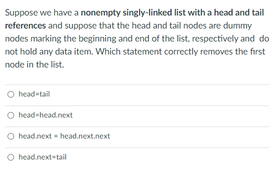 Solved Suppose we have a nonempty singly-linked list with a | Chegg.com